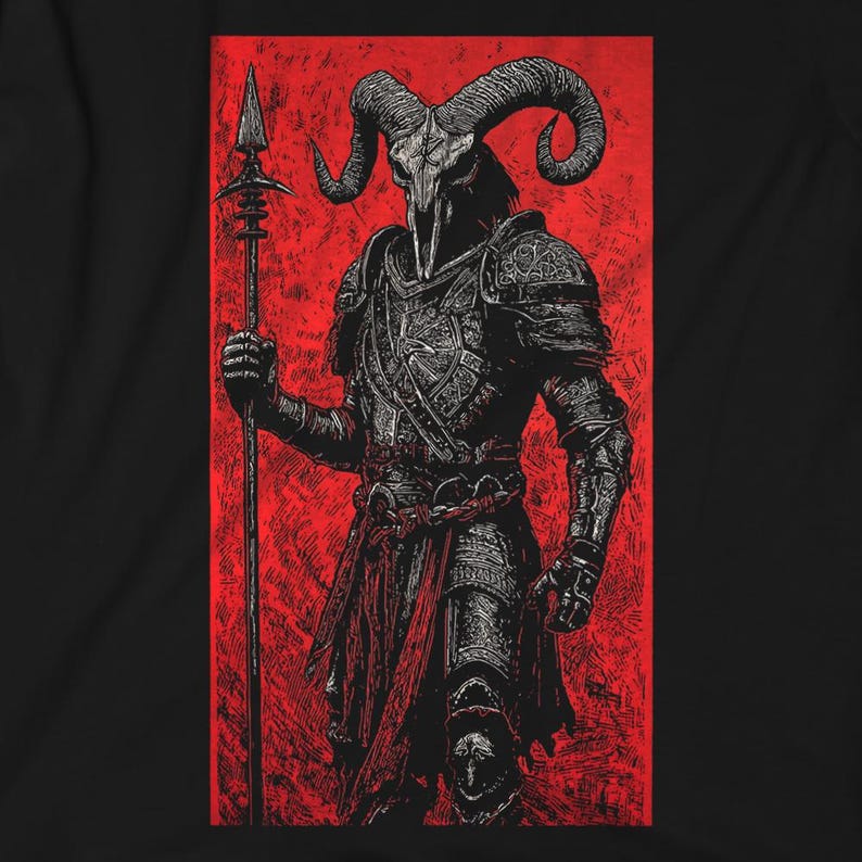 Ram Skull Knight Tee - Occult | Gothic | Fantasy | Stanic - Etsy