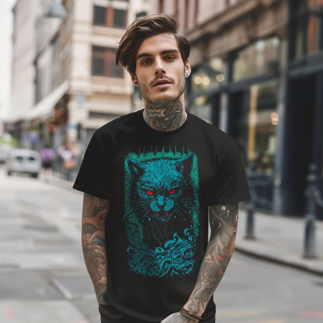 Feral Cat Tee Macabre Satanic Temple Death Metal Vintage Metal Goth ...