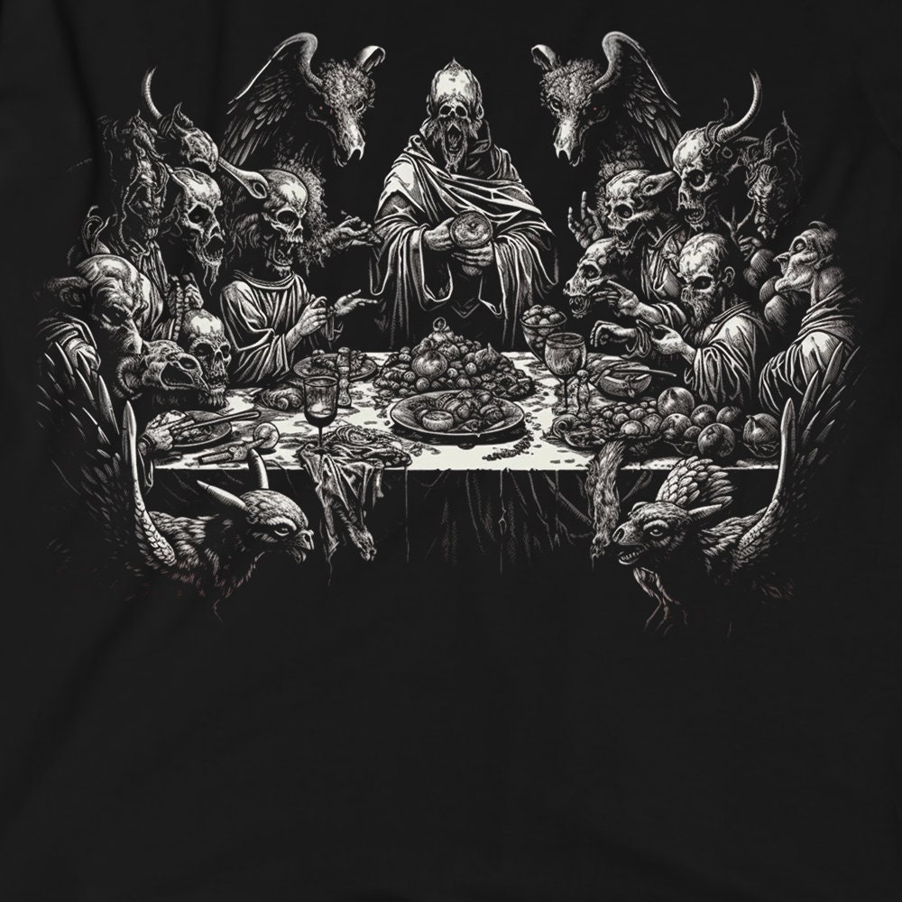 Satanic Last Supper Tee Gothic Demonic Occult Alternative Black Metal ...