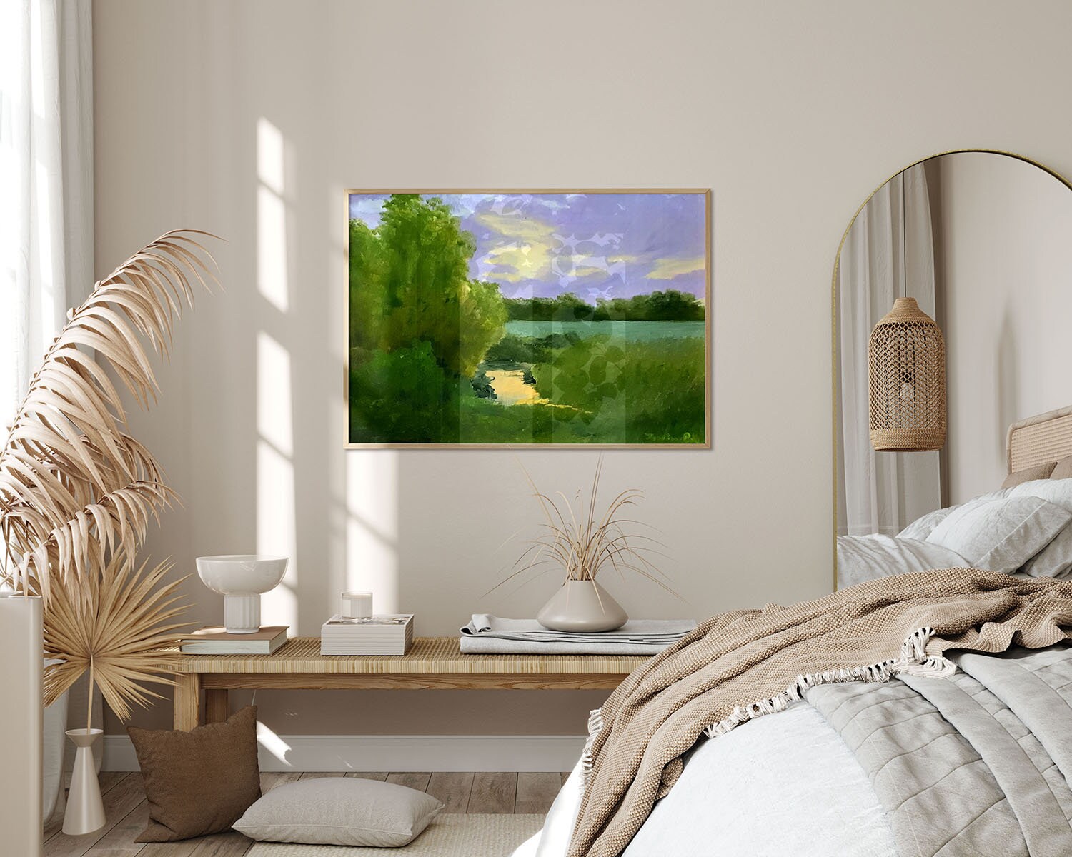 Grassland Printable, Hand Painted Textured Oil on Canvas, Botanical ...