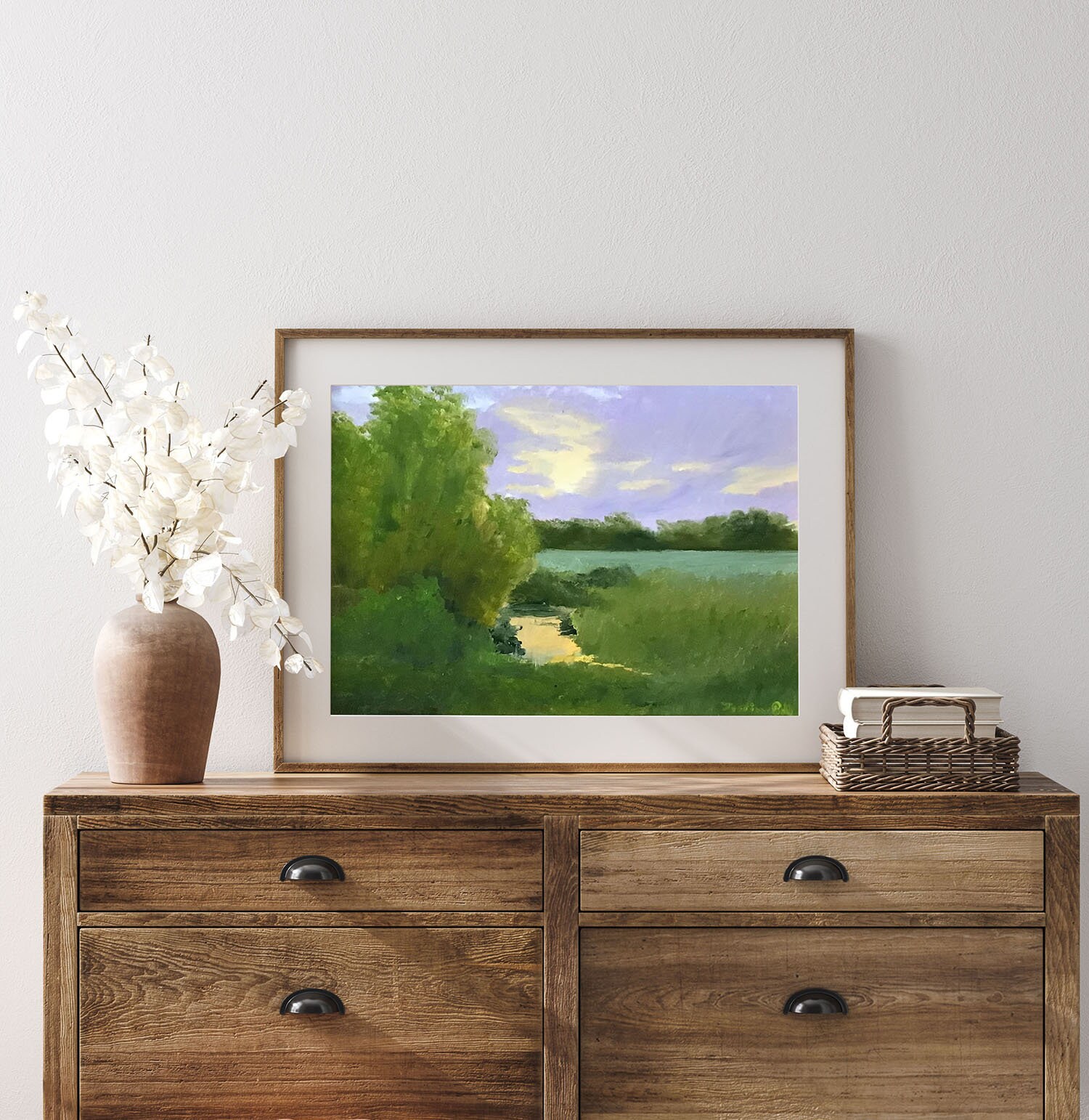 Grassland Printable, Hand Painted Textured Oil on Canvas, Botanical ...