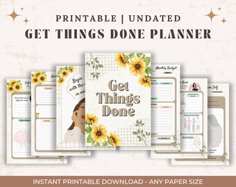 Sunflower Undated Monthly Planner, Digital Planner, Printable Planner ...