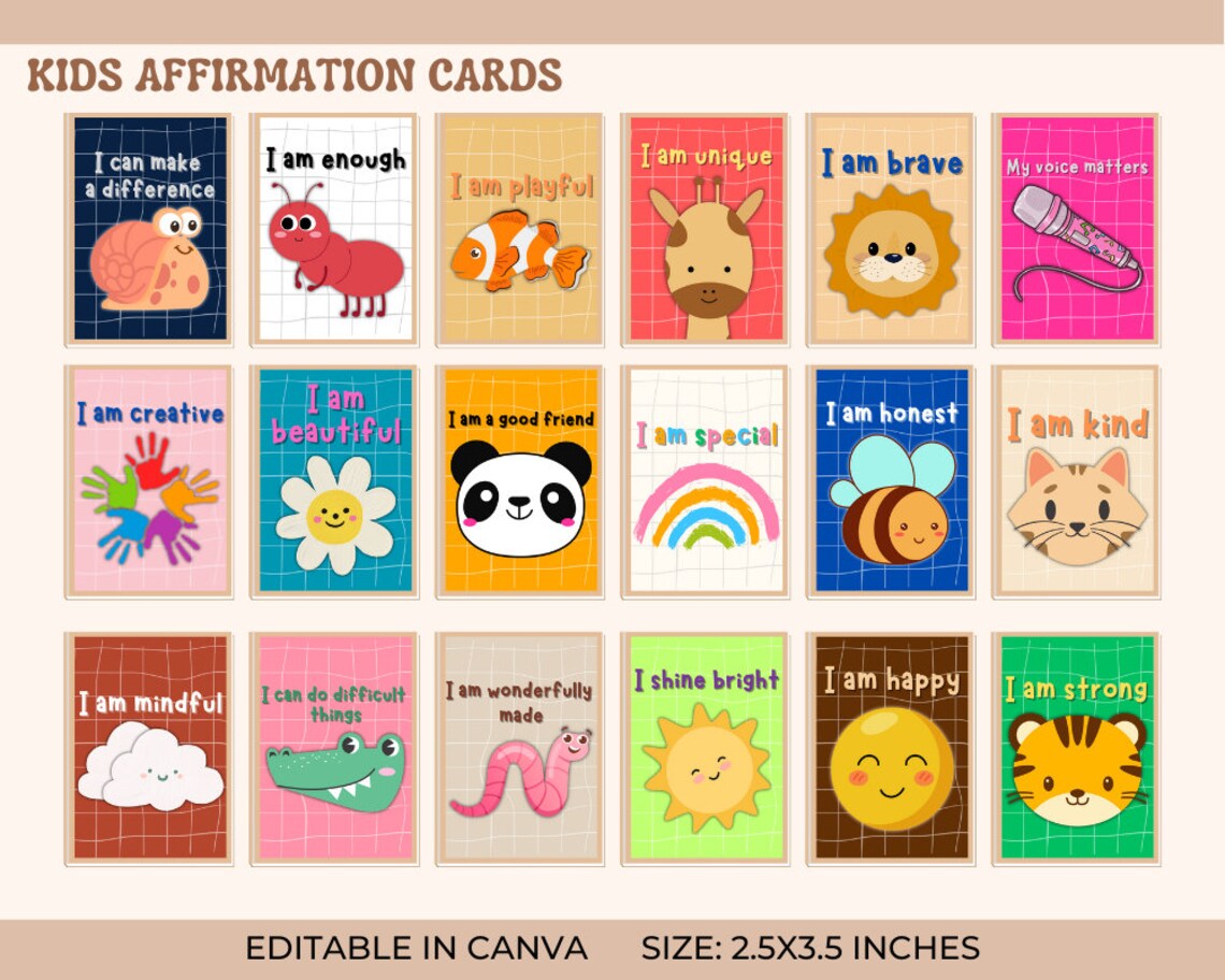 Printable Children's Positive Affirmation Cards, Kids' Affirmation ...