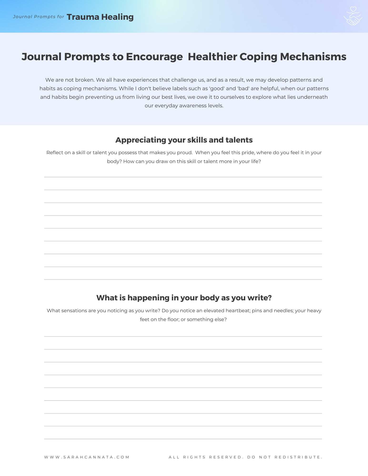 Journal Prompts for Trauma Healing Workbook - Etsy