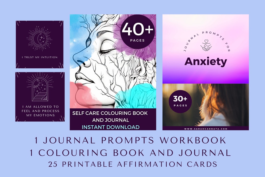 Bundle: Coloring Book and Journal, Journal Prompts for Anxiety and ...