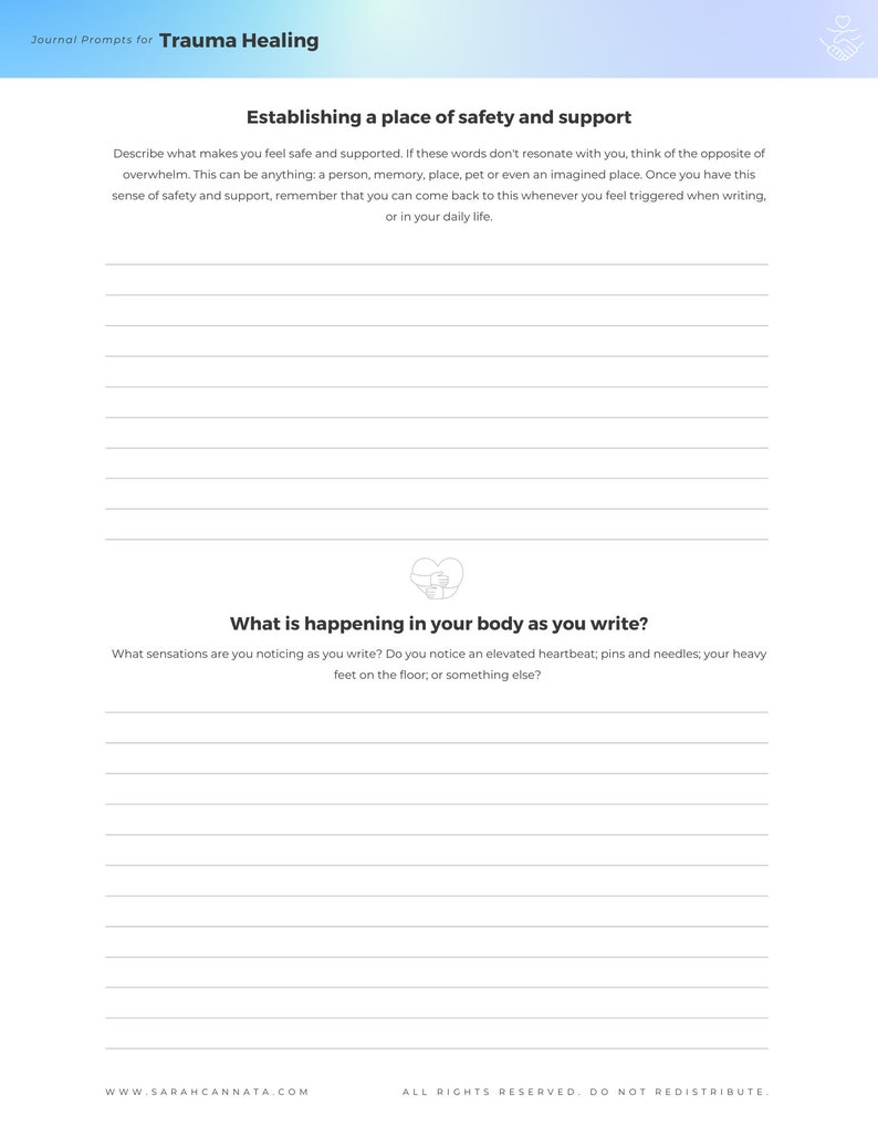 Journal Prompts for Trauma Healing Workbook - Etsy