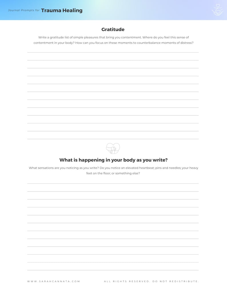Journal Prompts for Trauma Healing Workbook - Etsy