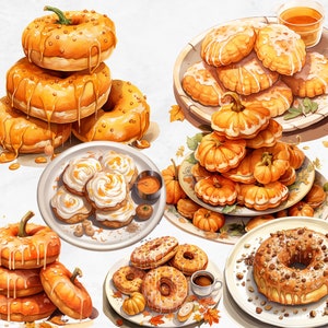 60 PNG Images Pumpkin Autumn Spice Watercolor Clipart Bundle, Cozy Fall ...