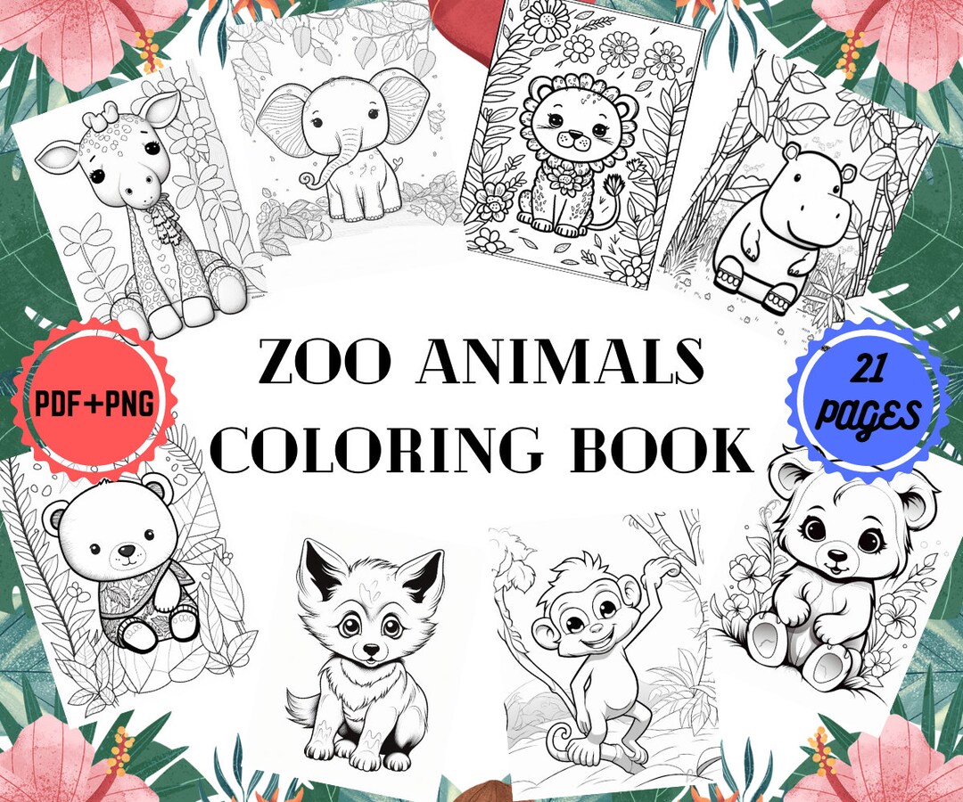 10 Printable Zoo Safari Animals Coloring Pages for Kids and Adults ...
