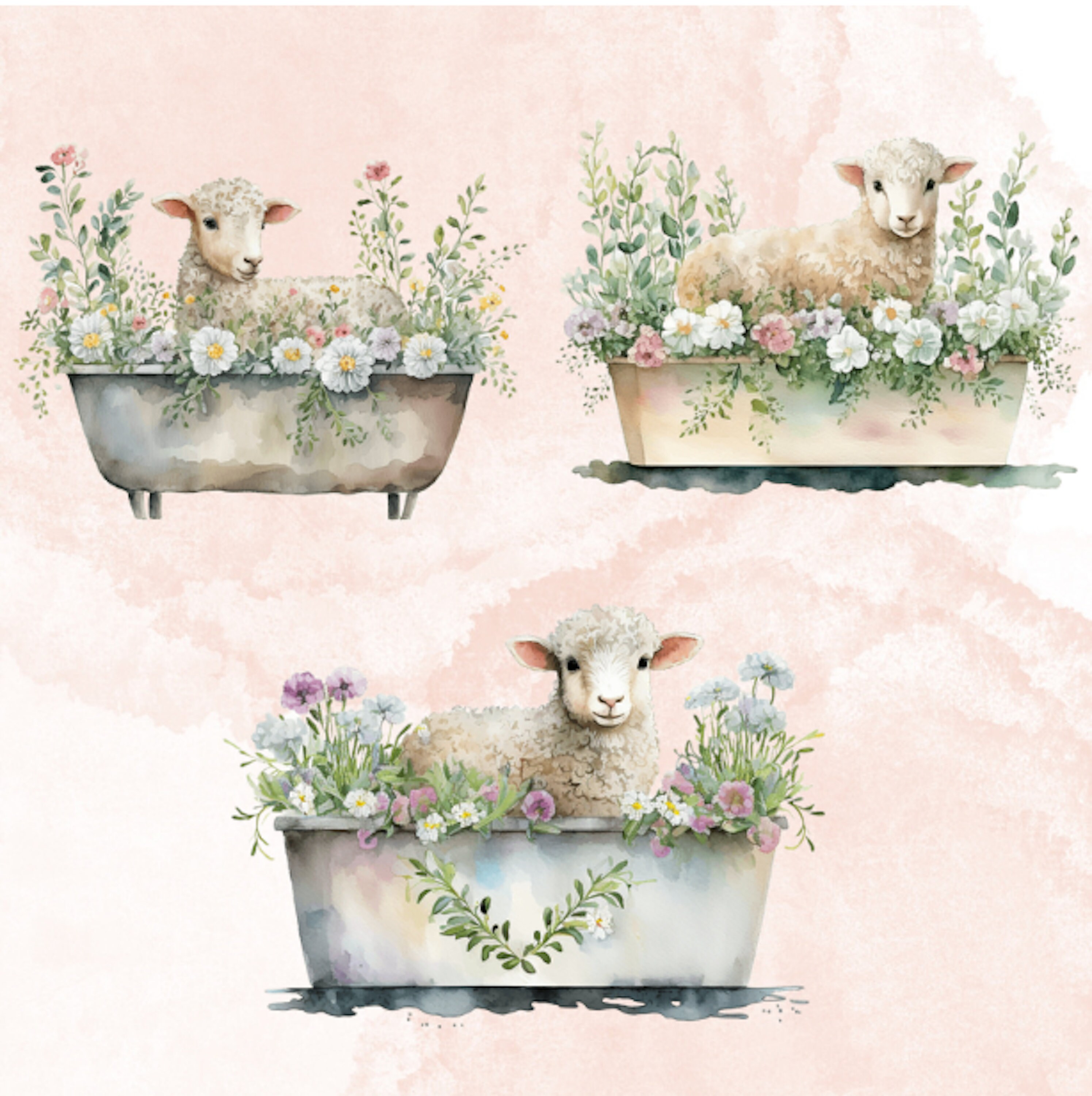 Highland Lamb Png, Watercolor Clipart, Floral Highland Sheep, Baby ...
