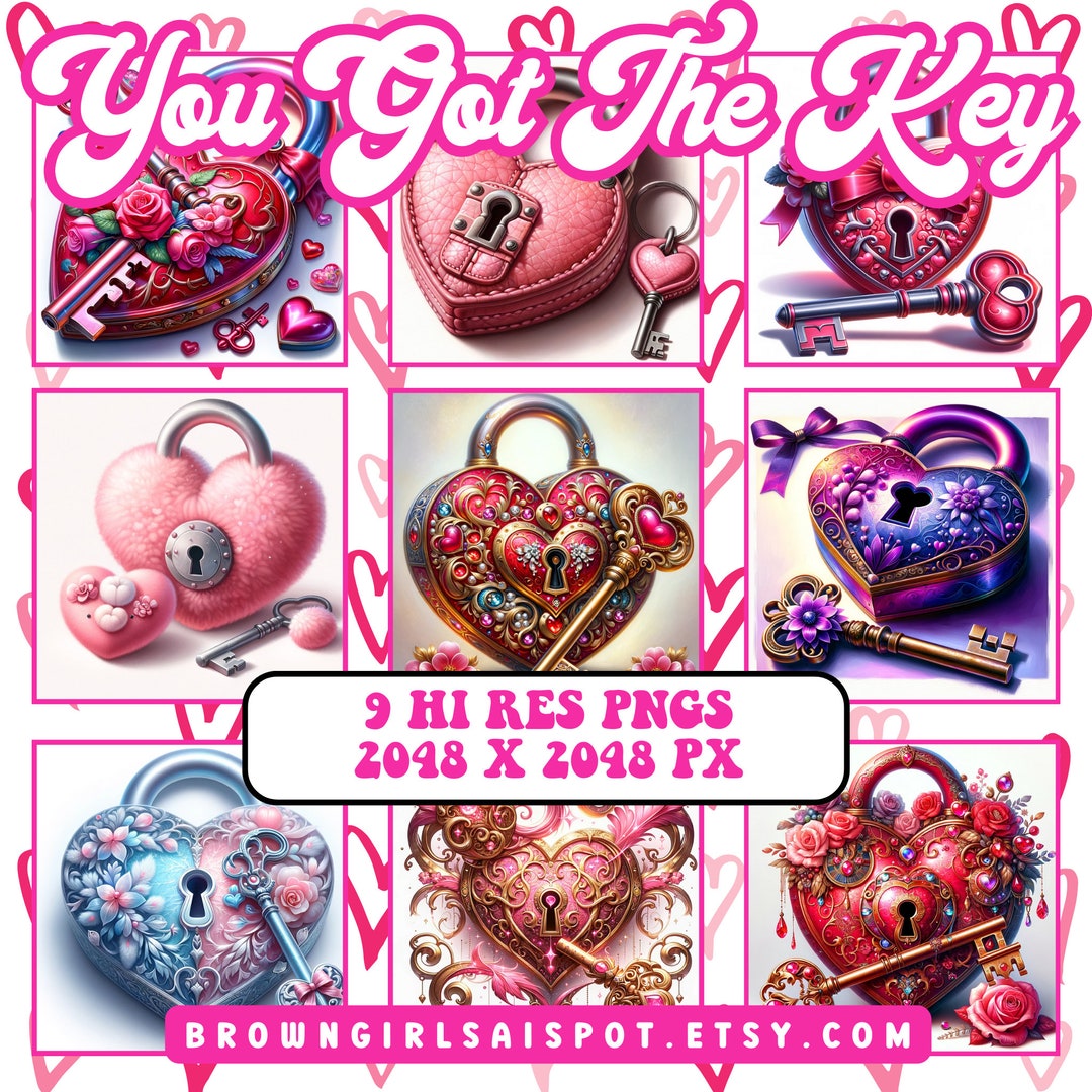 You Got the Key Heart-shaped Locks & Keys Clipart PNG Bundle Valentine ...