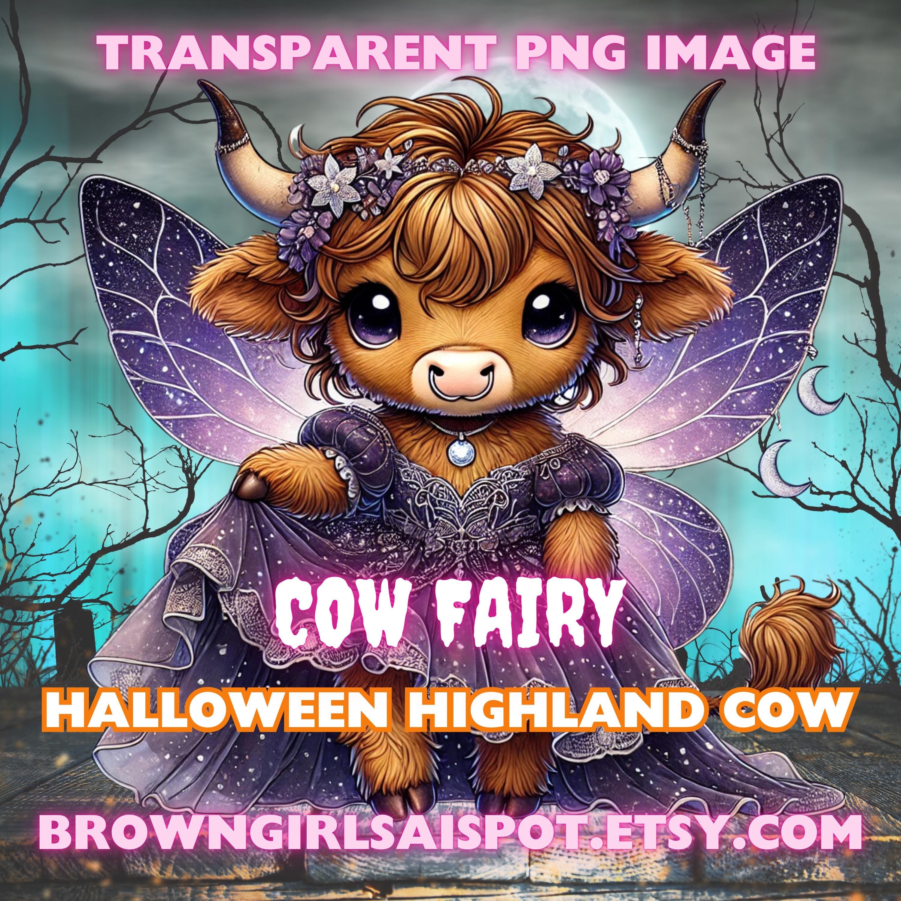 Cute Highland Cow Halloween Clip Art | Fairy Costume | Digital Download ...