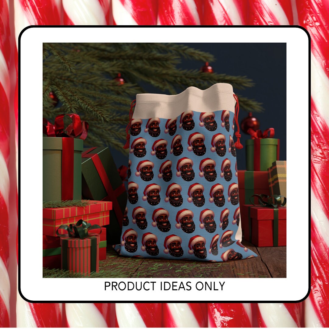 Black SANTAS PNG Christmas Bundle Santa Claus Christmas Clipart ...