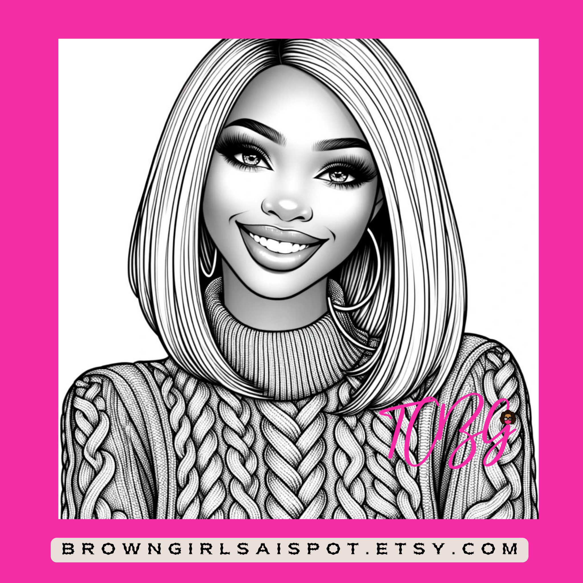Smile African American Coloring Page Bundle Png File Black And