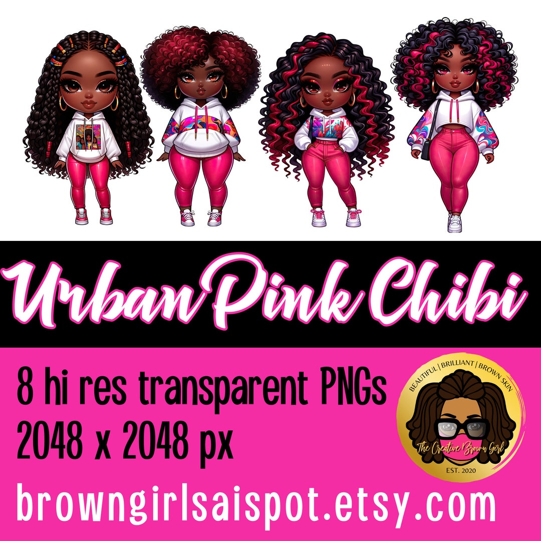 Urban Pink Sticker Clipart Bundle Transparent PNG AI Art Fashion Clip ...