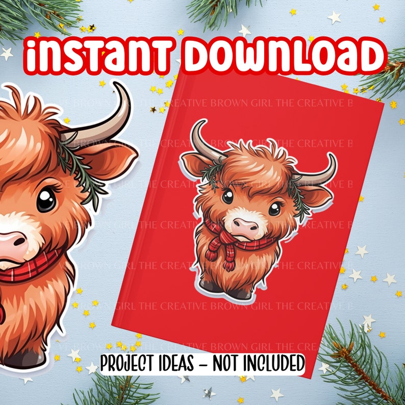 Highland Cow PNG Christmas Bundle | Watercolor Illustrations| Highland ...