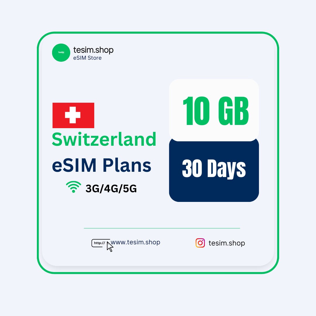 Switzerland Esim Plan 10 GB 30 Days Multi Destination No Physical SIM ...