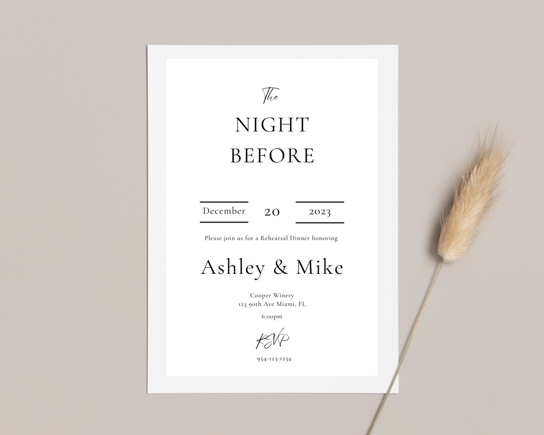 The Night Before Invitation Wedding Invitation Rehearsal Dinner ...