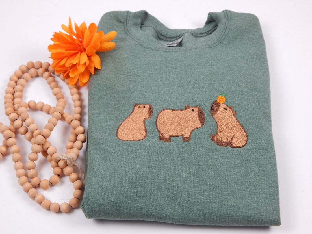 Capybara Embroidered Sweatshirt, Unique Animal Lover Pullover, Zoo ...