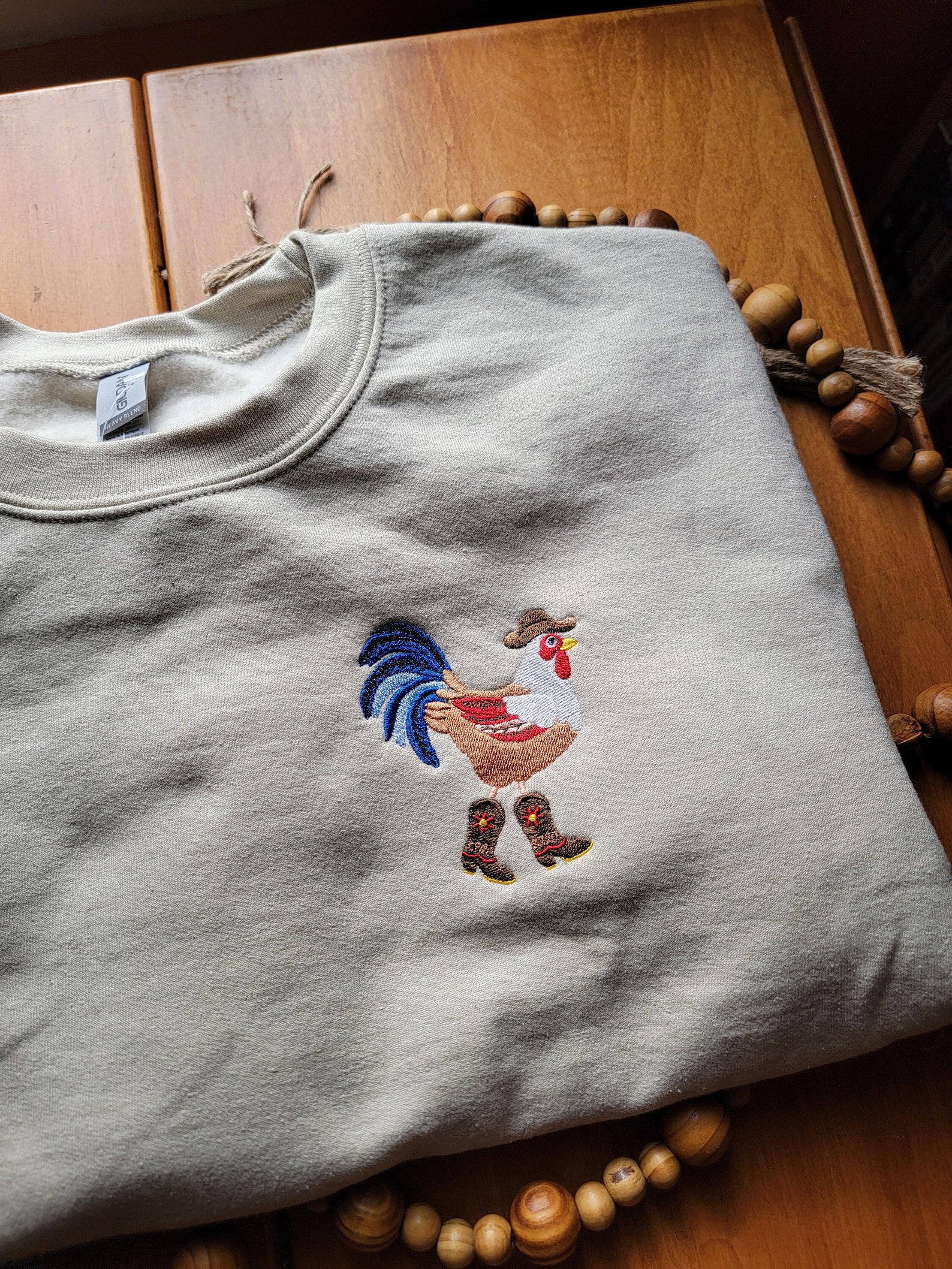Western Chicken Embroidered Sweatshirt, Cowboy Rooster, Funny Farm ...