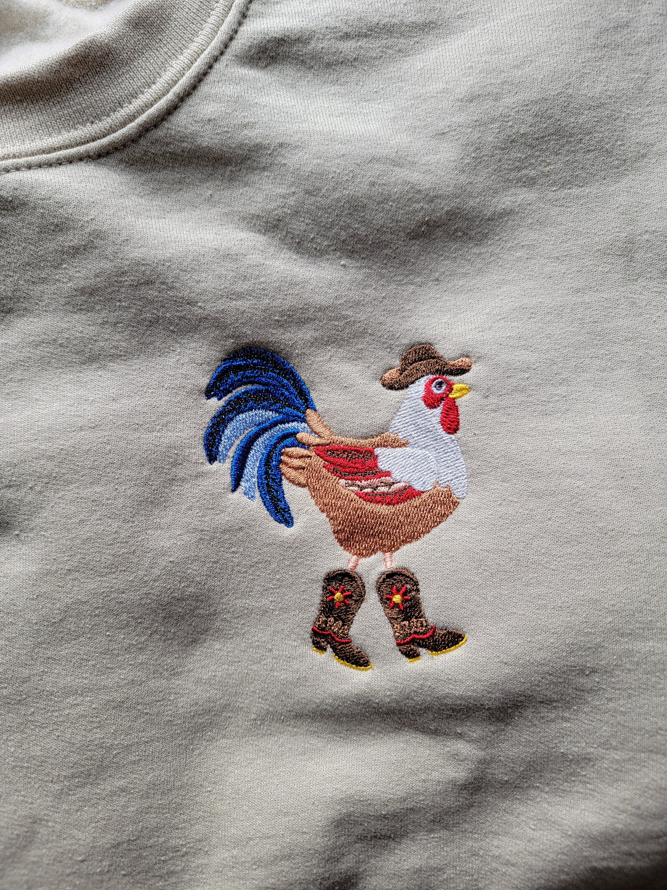 Western Chicken Embroidered Sweatshirt, Cowboy Rooster, Funny Farm ...