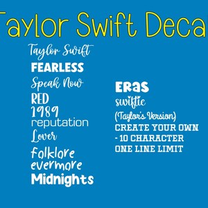 Custom TAYLOR SWIFT Vinyl Decal please Read Description for Shipping ...