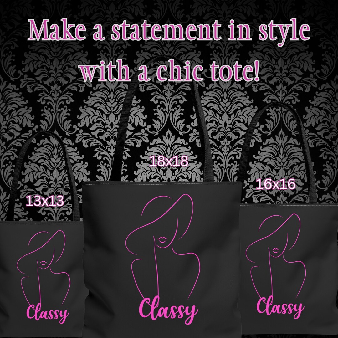 Classy Outline Woman Graphic Design Tote Bag AOP, Chic Fashion Everyday ...