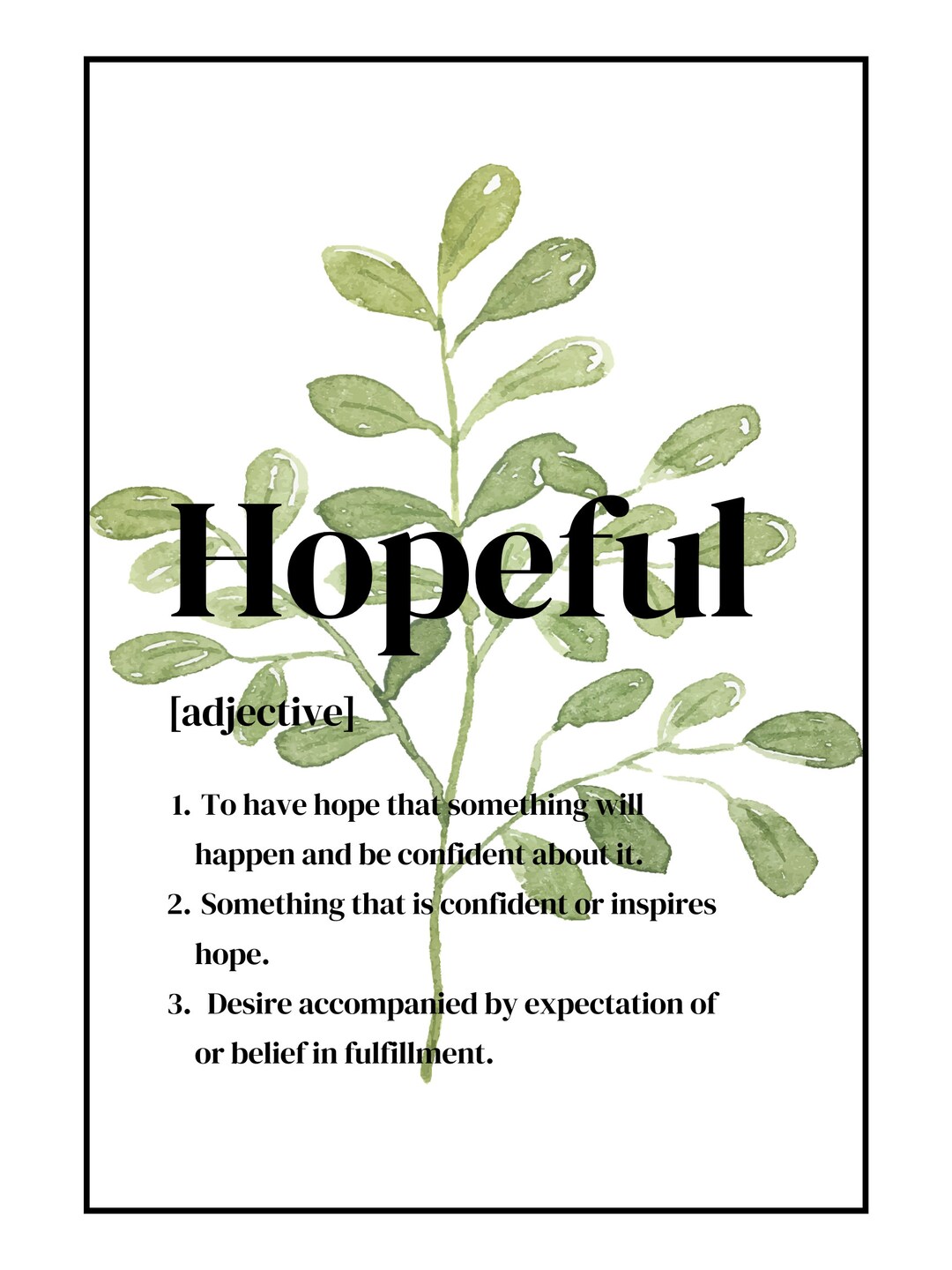 Hopeful Definition Print, Hopeful Poster, Hopeful Print, Law of ...