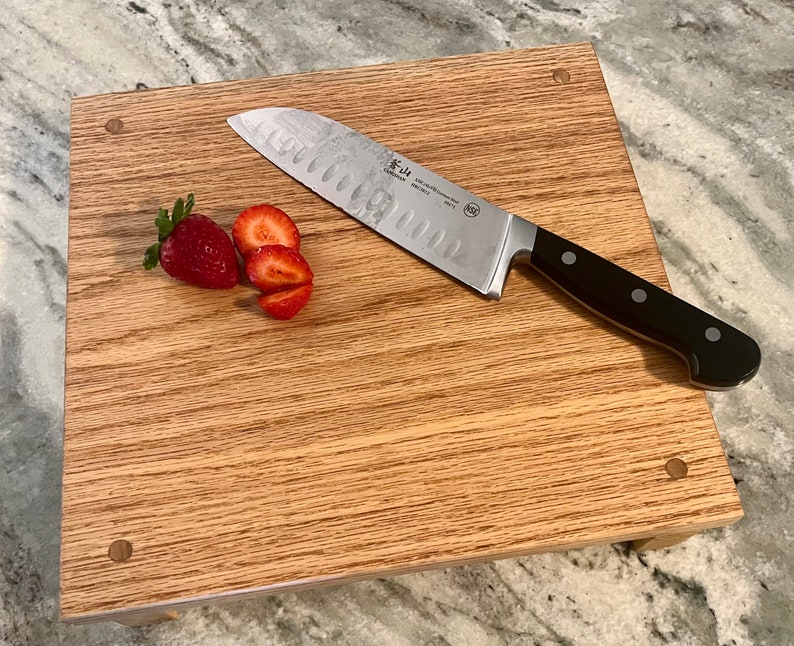 Oak Cutting Board Elevated Cutting Board Natural Wood Cutting Board ...
