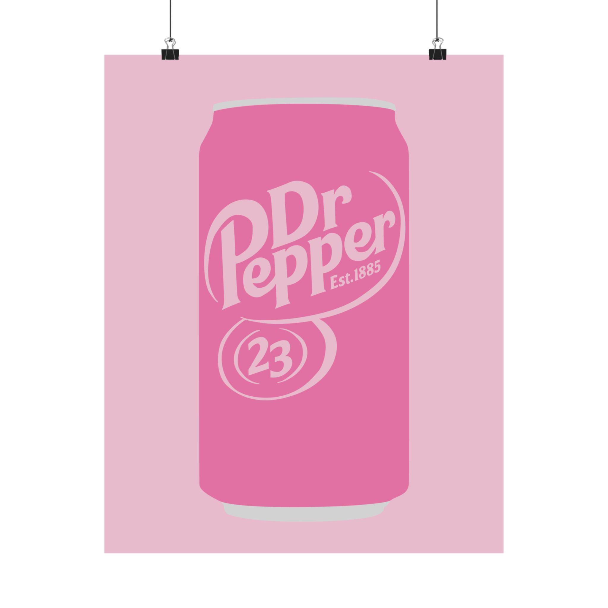 Matte Light Pink and Dark Pink Dr Pepper Soda Can Art Print, Vertical ...
