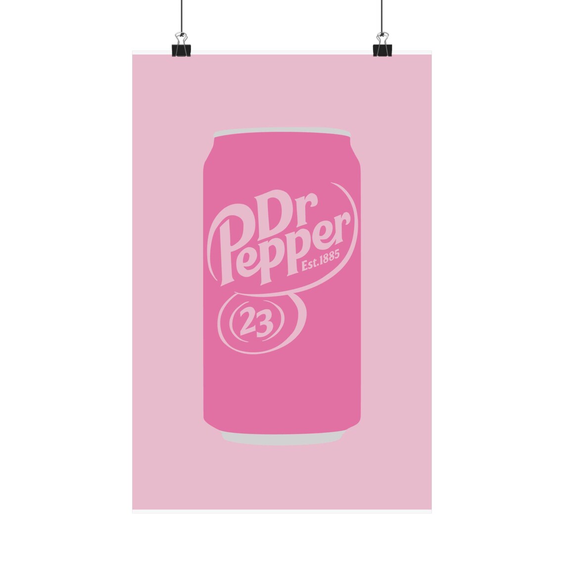 Matte Light Pink and Dark Pink Dr Pepper Soda Can Art Print, Vertical ...