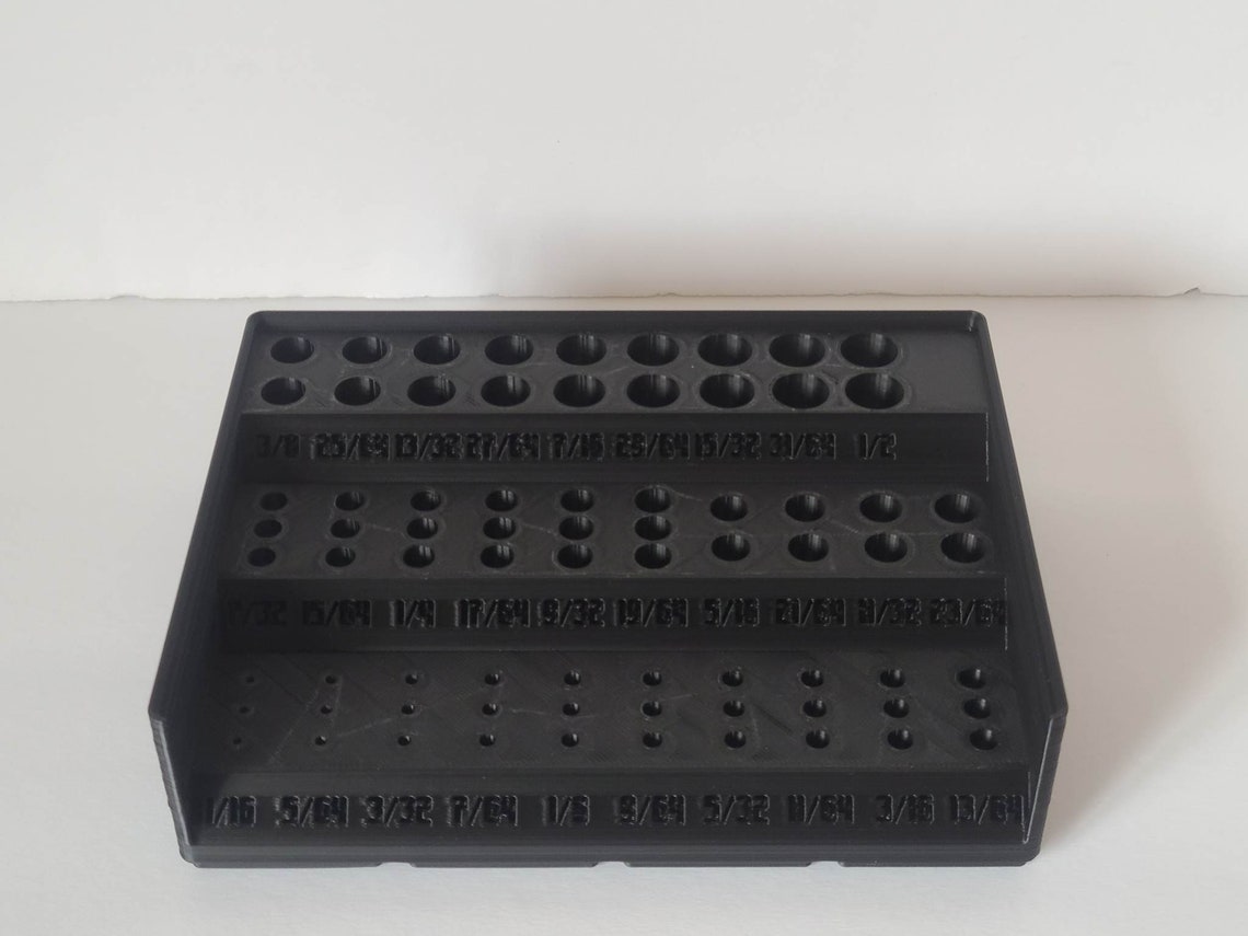 Fractional Drill Bit Holder Organizer, Holds 74 Drill Bits, Counter-top ...