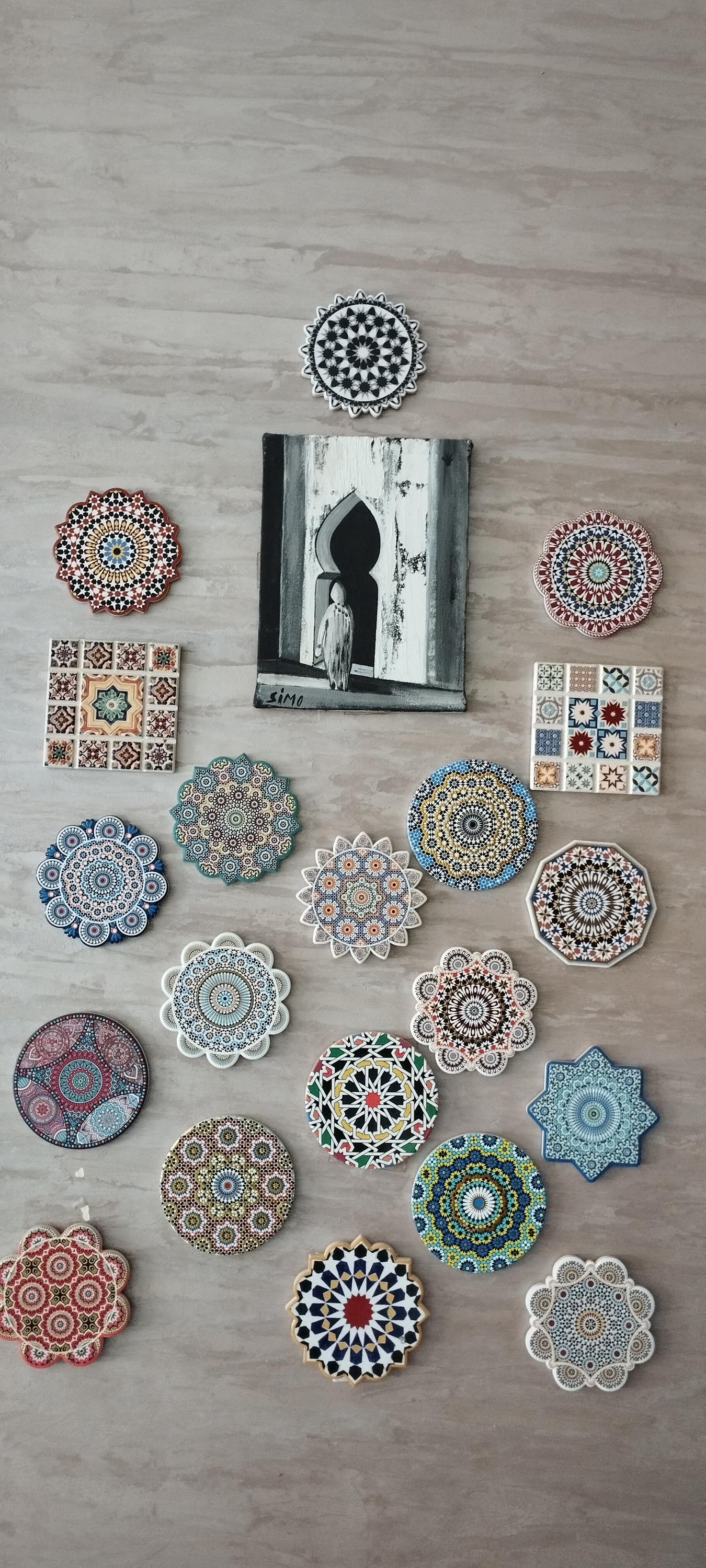 Moroccan Zellij Coasters – Set of 6 Handmade Ceramic Tiles for Drinks ...