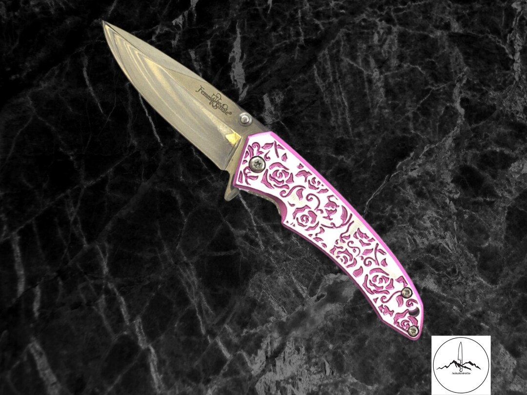 7 FEMME Fatale Women's Pink Rose Knife Spring Assisted Folding Knife ...
