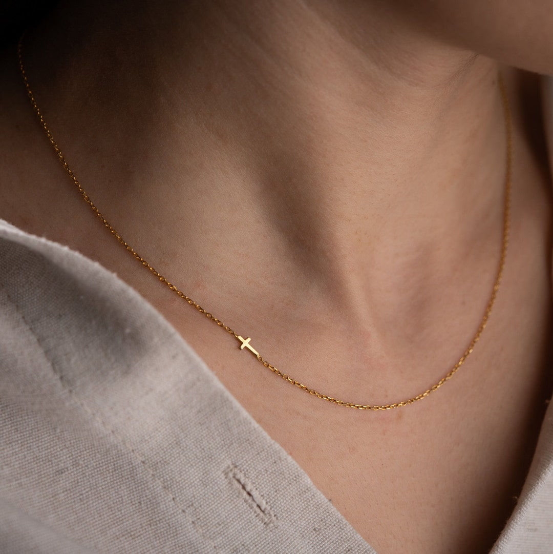 Sideways Cross Chain, Cross Necklace for Her, Sideways Cross Necklace ...
