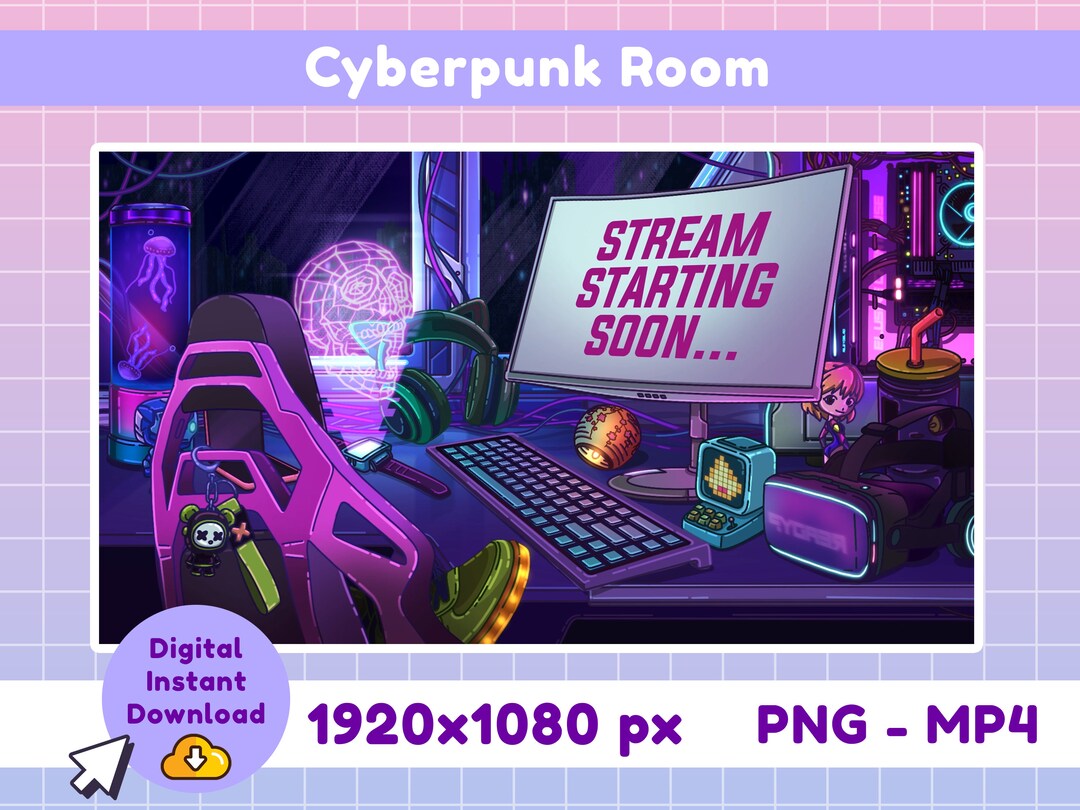 4 Cyberpunk Stream Desk Twitch Overlay Stream Desk Overlay - Etsy