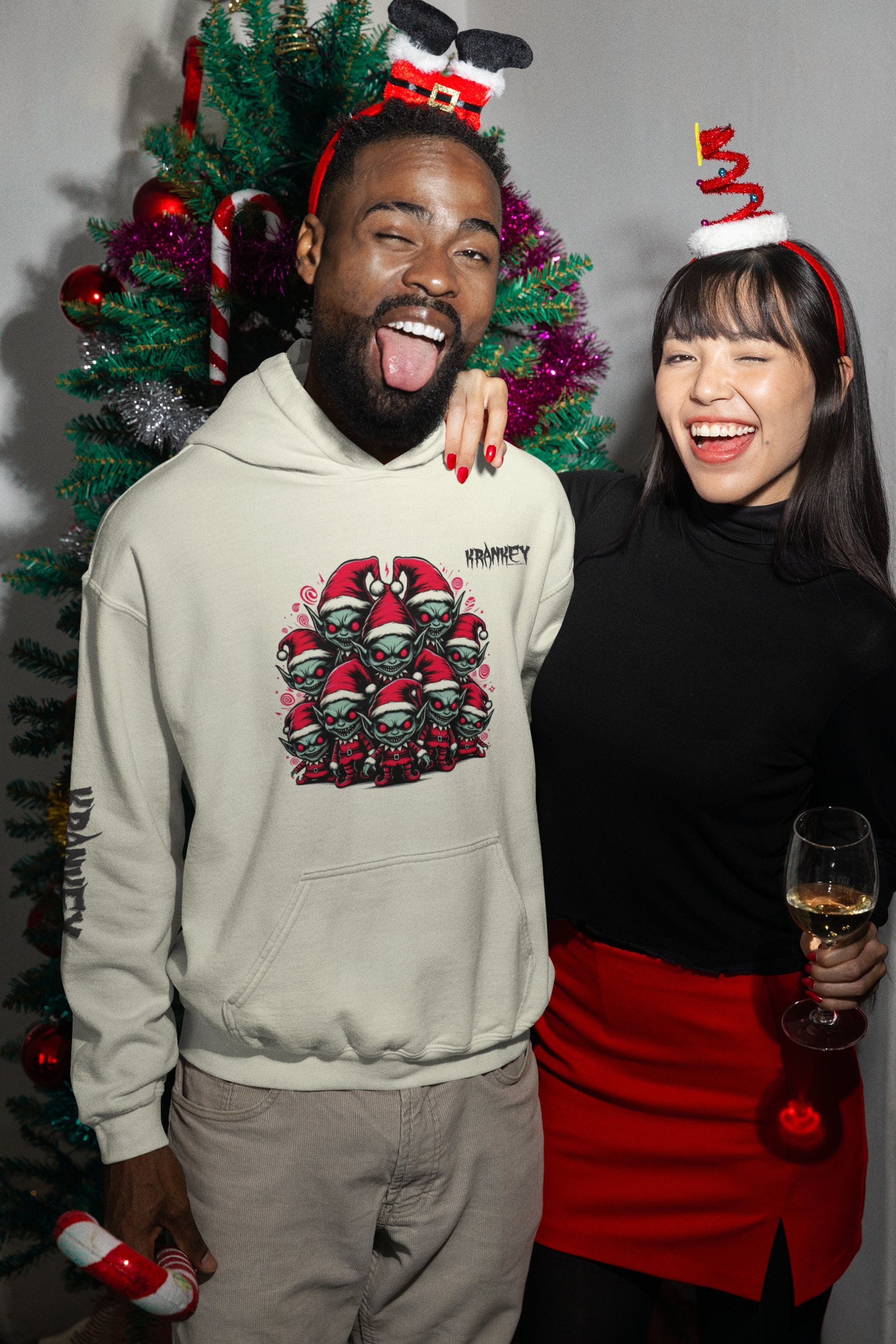 Evil Elf Holiday Hoodie Santa's Little Helpers Christmas Gift Elf ...