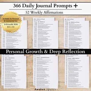 365 Daily Journal Prompts: Self-reflection & Growth (PDF Downloadable ...