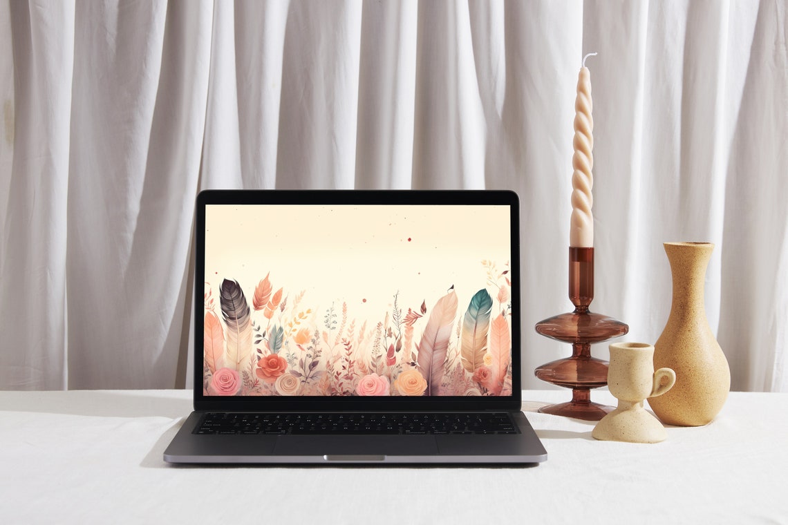 Boho Desktop Wallpaper Set 12, Digital Desktop Wallpaper, Boho Desktop ...