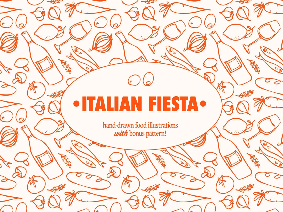 Italian Food Clipart - 30 Hand Drawn Illustrations | Pasta, Wine ...