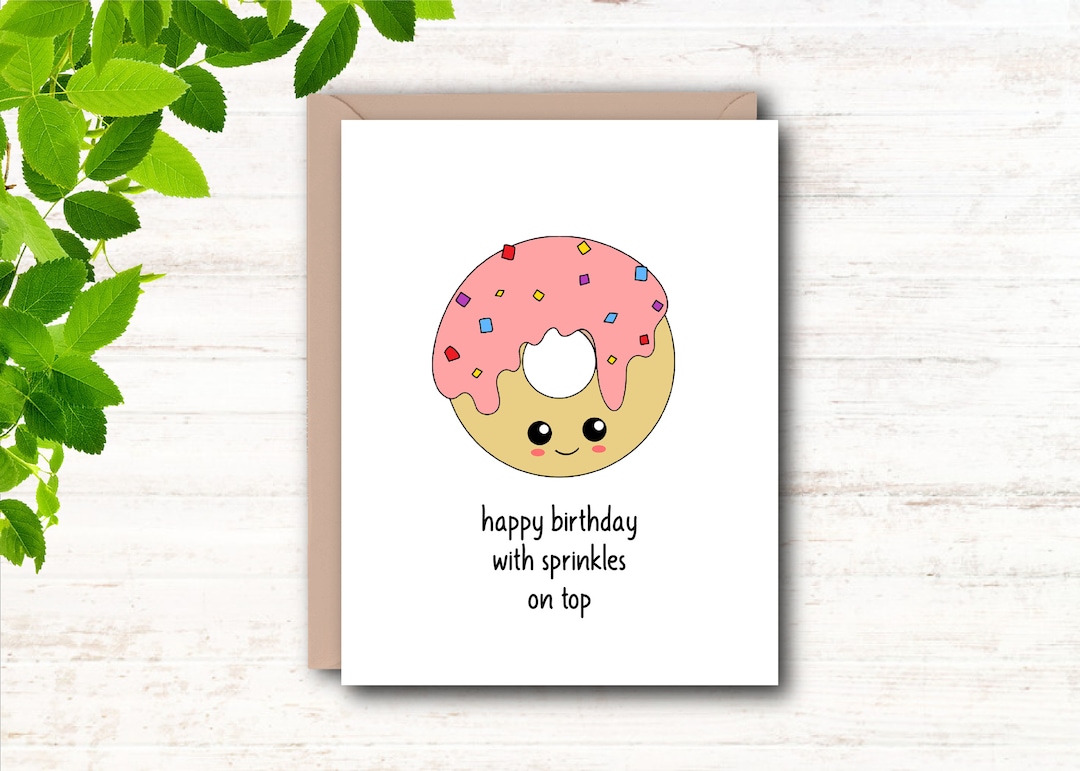 Printable Birthday Card, Donut Birthday Card, Happy Birthday Card ...