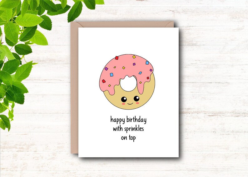Printable Birthday Card, Donut Birthday Card, Happy Birthday Card ...