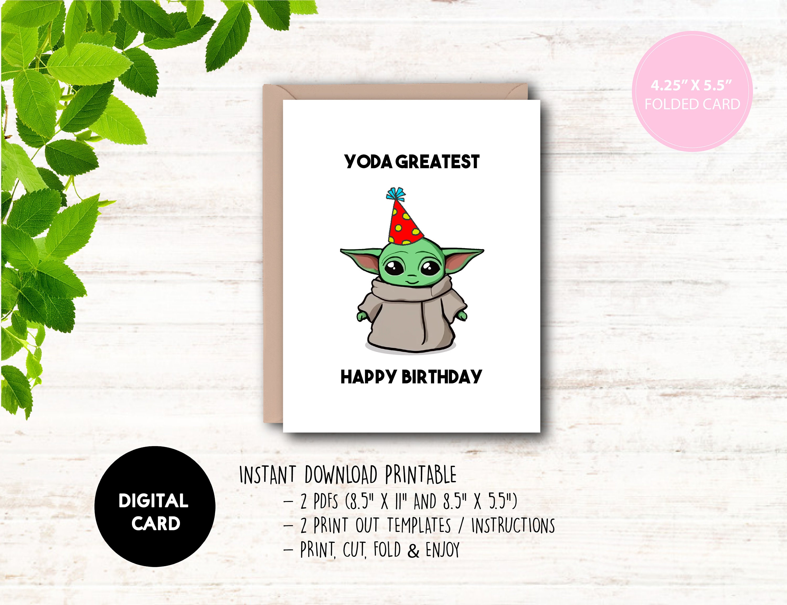 Printable Baby Yoda Birthday Card, Yoda Greatest, Happy Birthday, Card ...