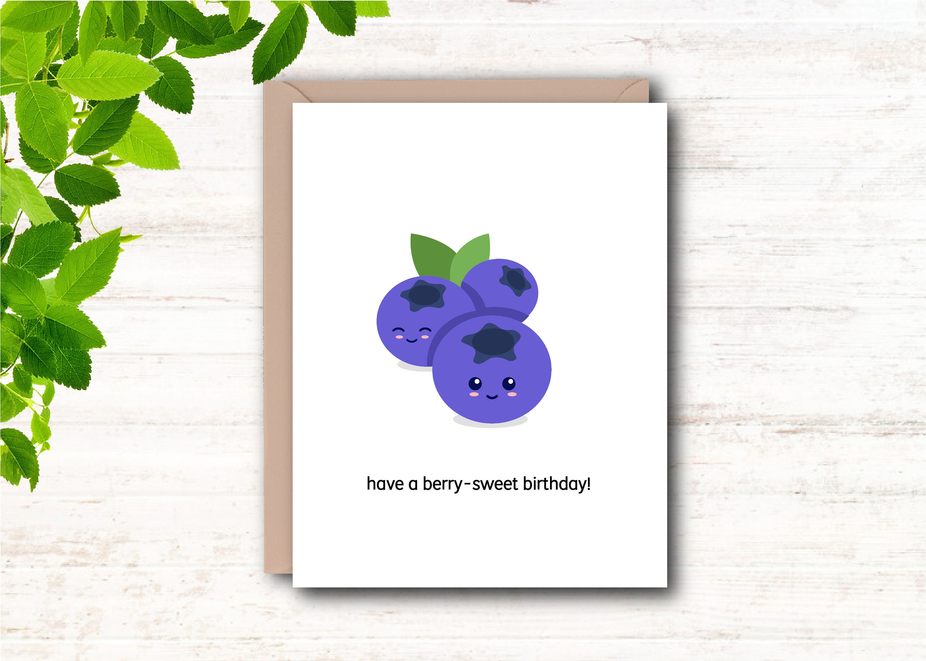 Printable Blueberry Birthday Card, Funny Food Pun Card, Blueberry ...