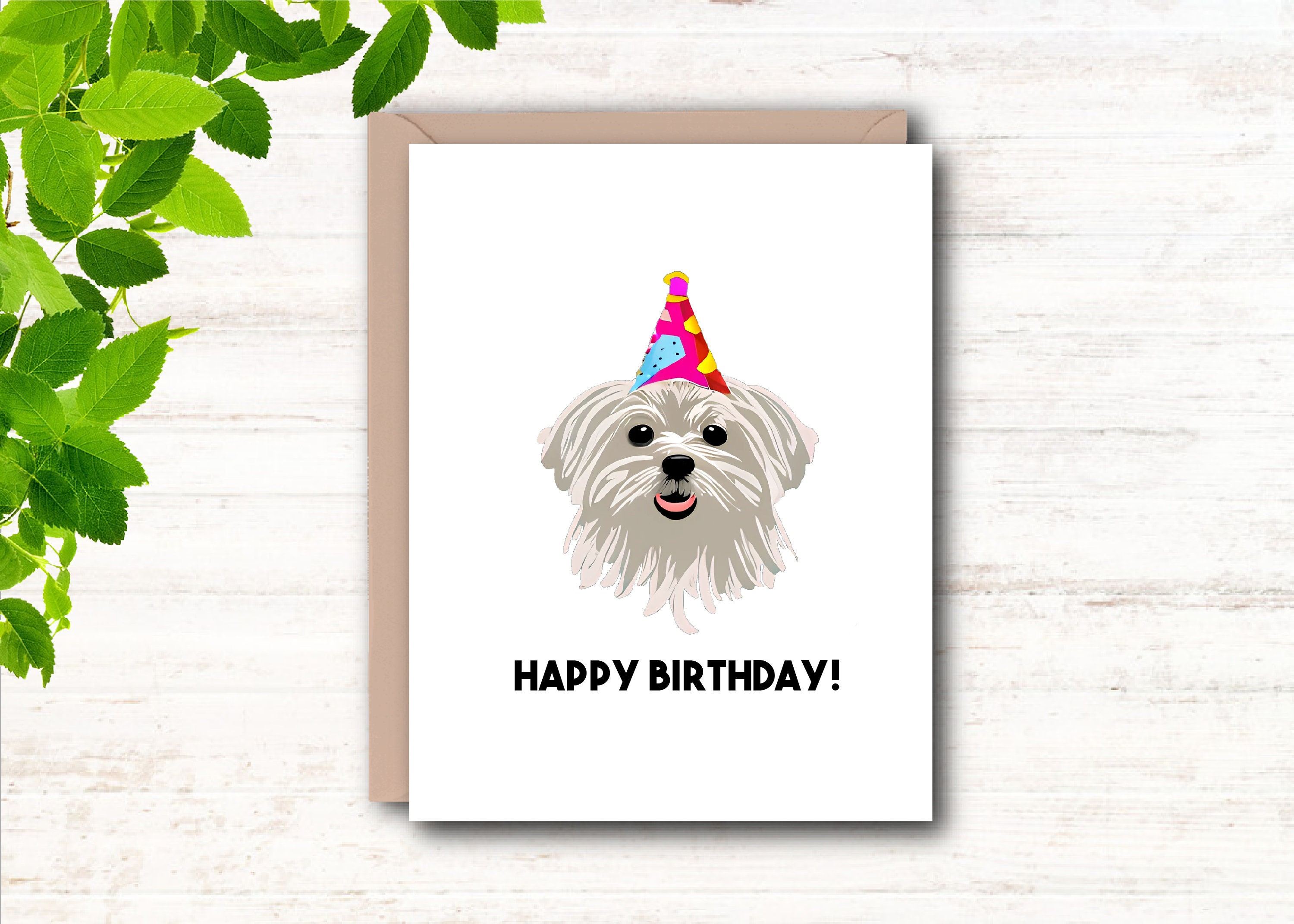 Printable Dog Birthday Card, Dog Lover Birthday Card, Maltese Dog, Cute ...