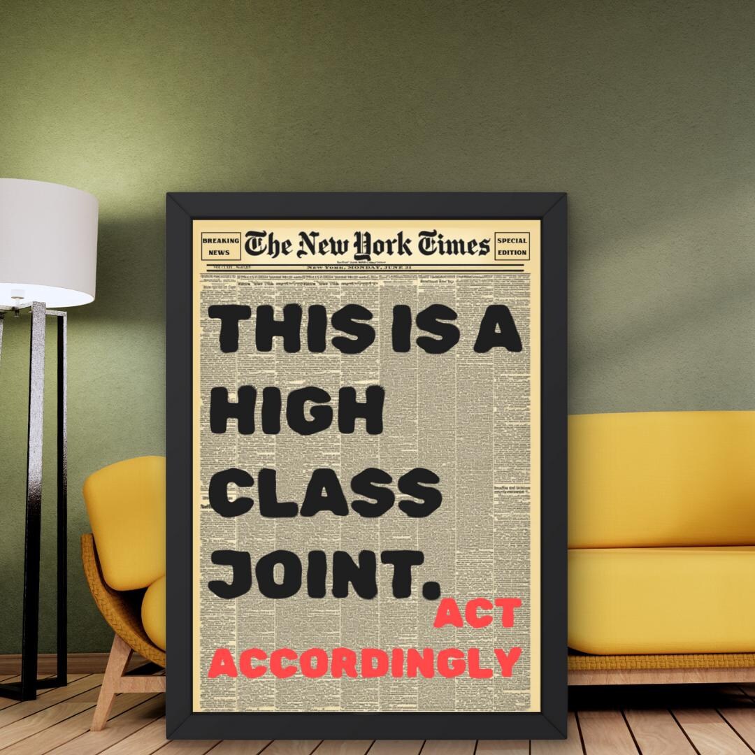 Vintage Retro High Class Joint Newspaper Print, Typography, Trendy Wall ...