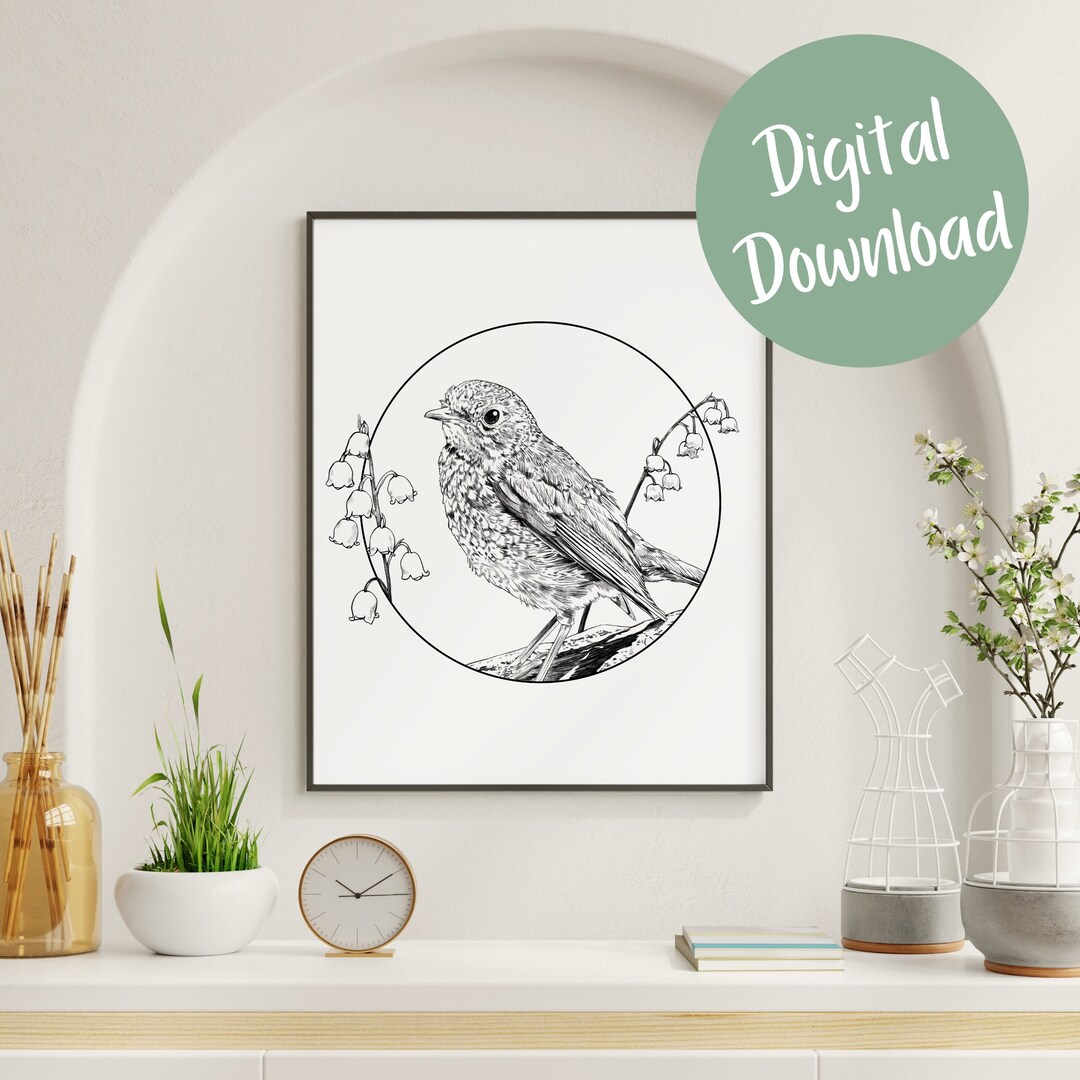 Wildlife Line Art Prints, Animal Wall Art, Nightingale Fineline ...