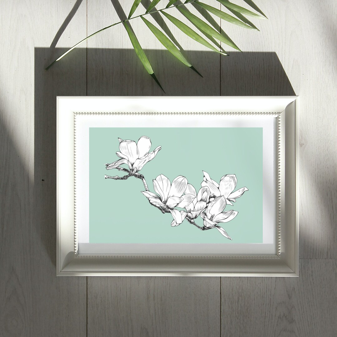 Flower Line Art Prints, Flower Wall Art, Magnolia Fineline Printable ...