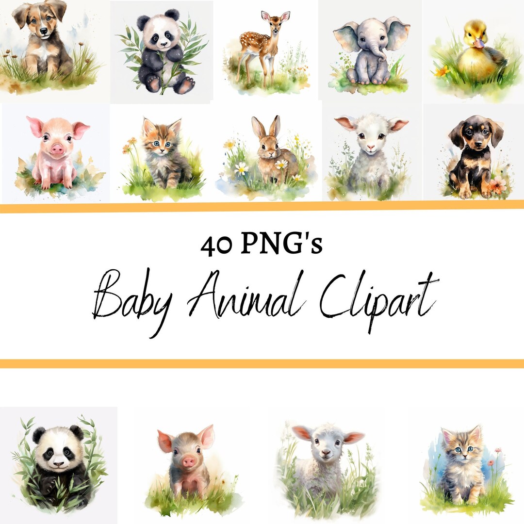 Baby Animal Clipart Watercolor Clip Art Transparent PNG, Bunny, Kitten ...