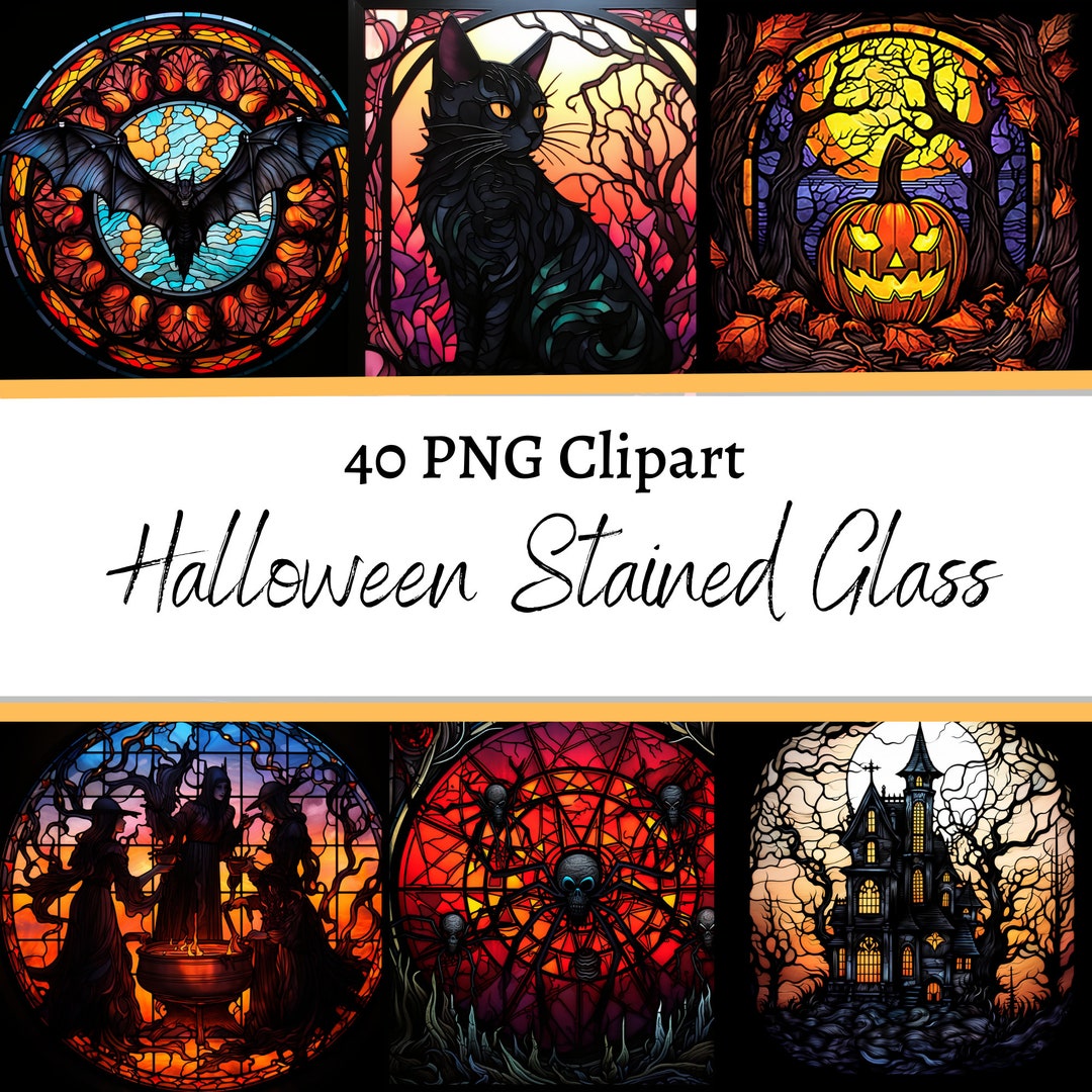 Spooky Stained Glass Halloween Clipart: Hauntingly Beautiful Designs ...